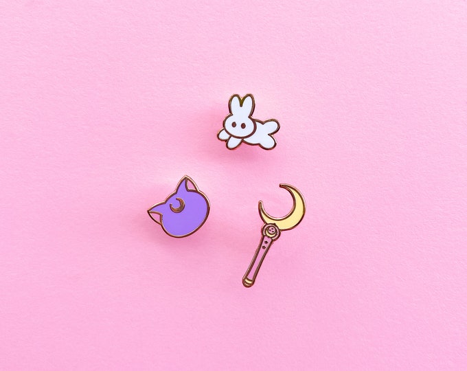Magical Girl - 3pc Mini Gold Plated Hard Enamel Pin Set - Etsy
