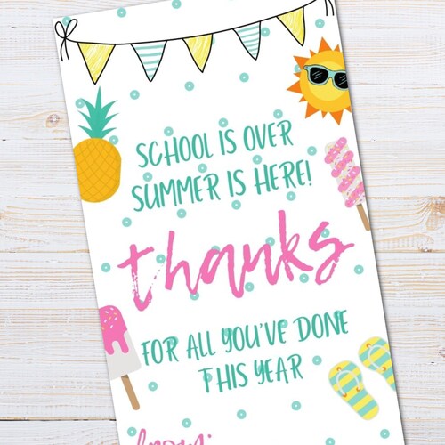 Summer Teacher Appreciation Gift Tag End of School Year Tag - Etsy