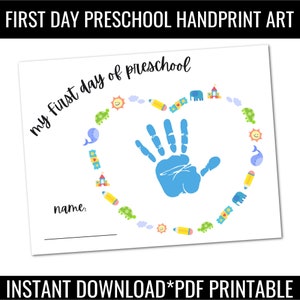 First Day of Preschool Handprint Art,poem Keepsake, Handprint Craft ...