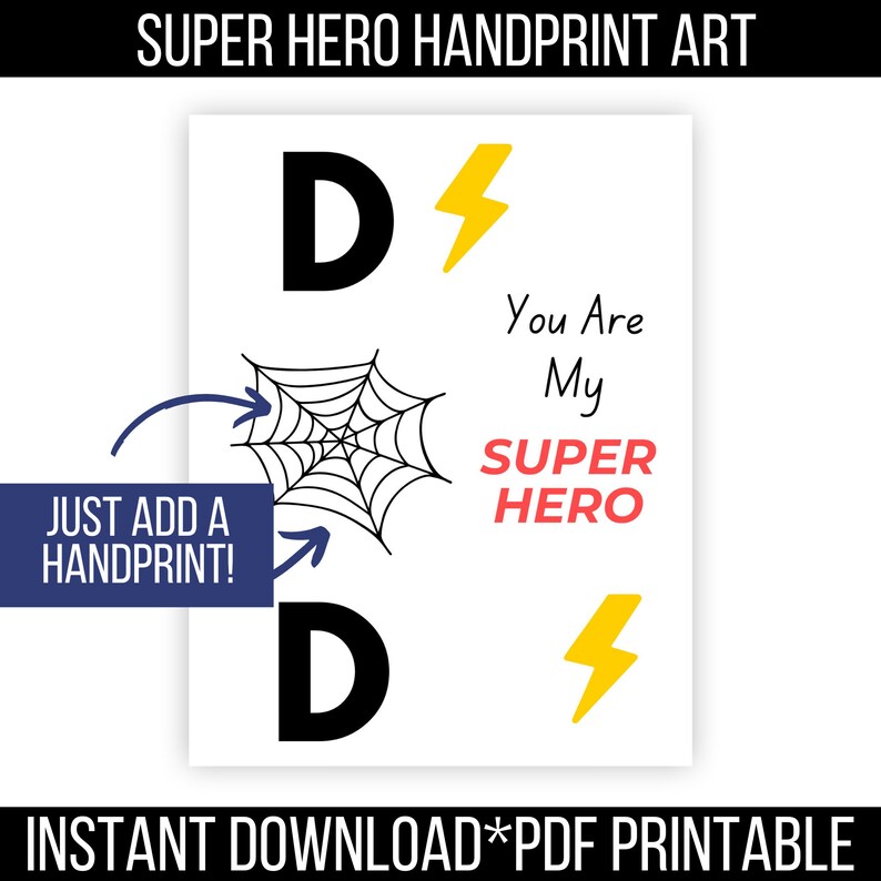 Fathers Handprint Craft Printable, Super Hero Themed - Etsy