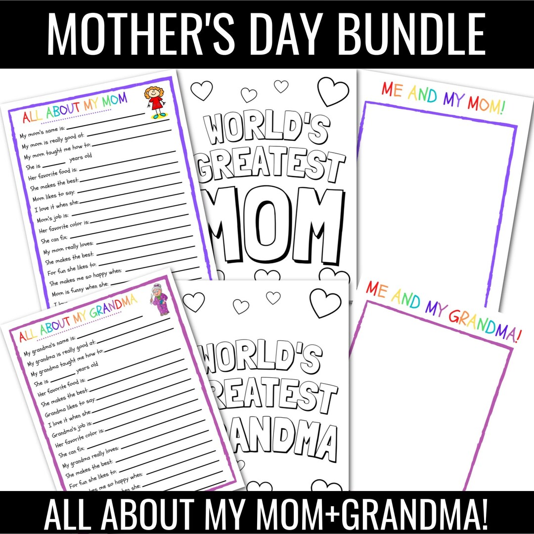 All About My Mom + Grandma Bundle | |kids Mothers Day | Mom Gift ...
