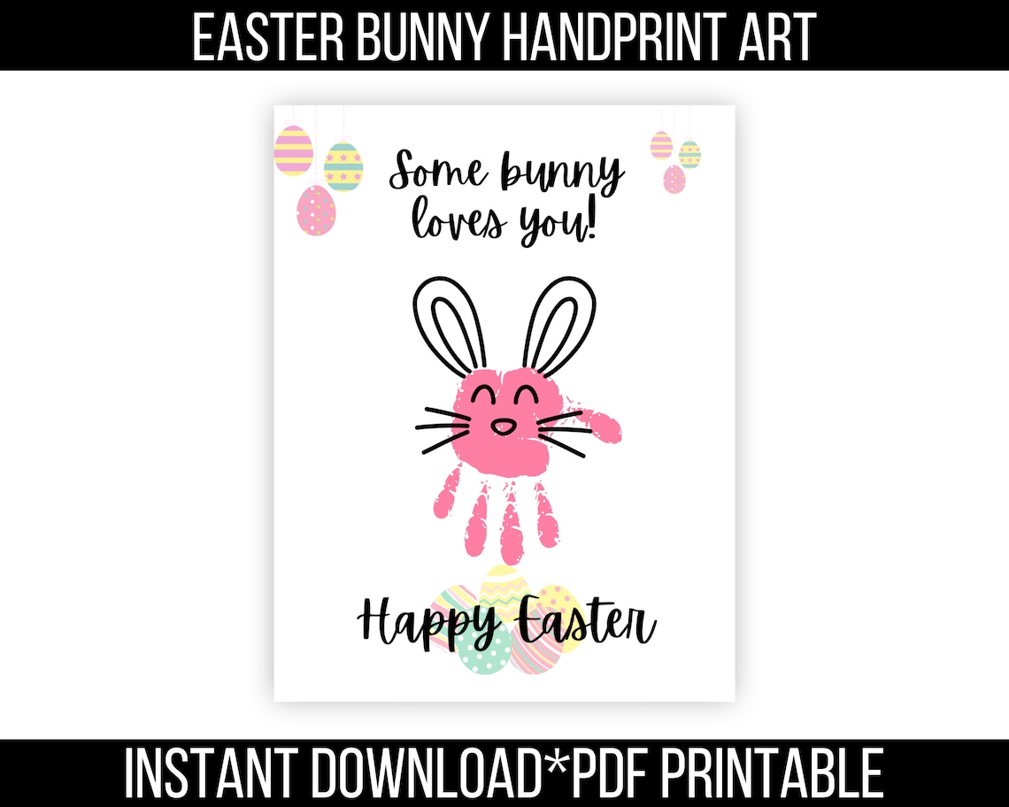 Easter Bunny Handprint Craft Printable for Kids - Etsy
