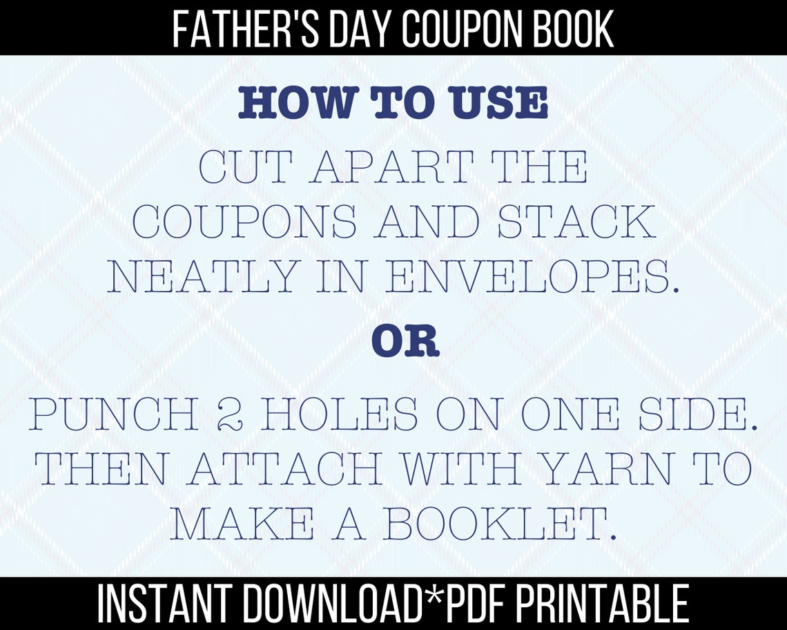 Father's Day Gift | Father's Day Printable | Father's Day Coupon Book ...