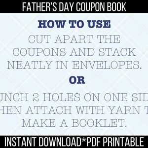 Father's Day Gift | Father's Day Printable | Father's Day Coupon Book ...