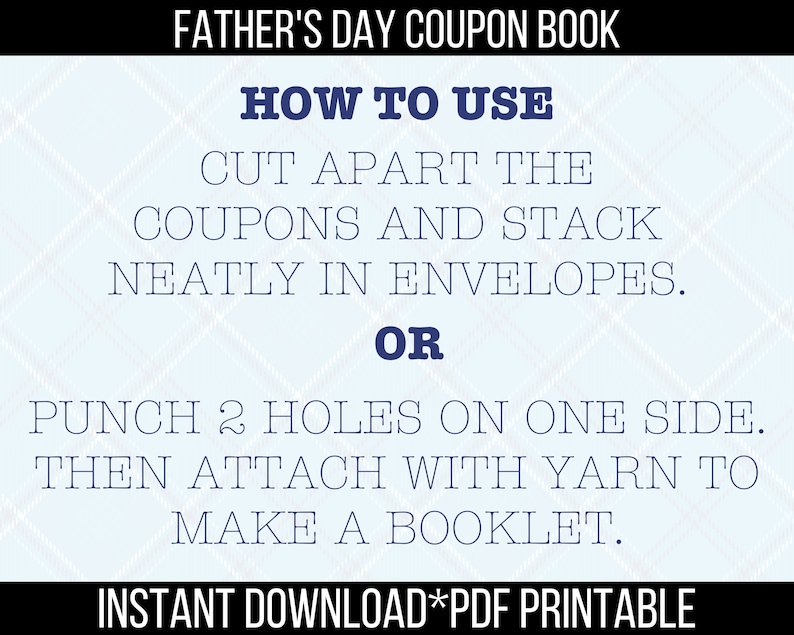 Father's Day Gift | Father's Day Printable | Father's Day Coupon Book ...