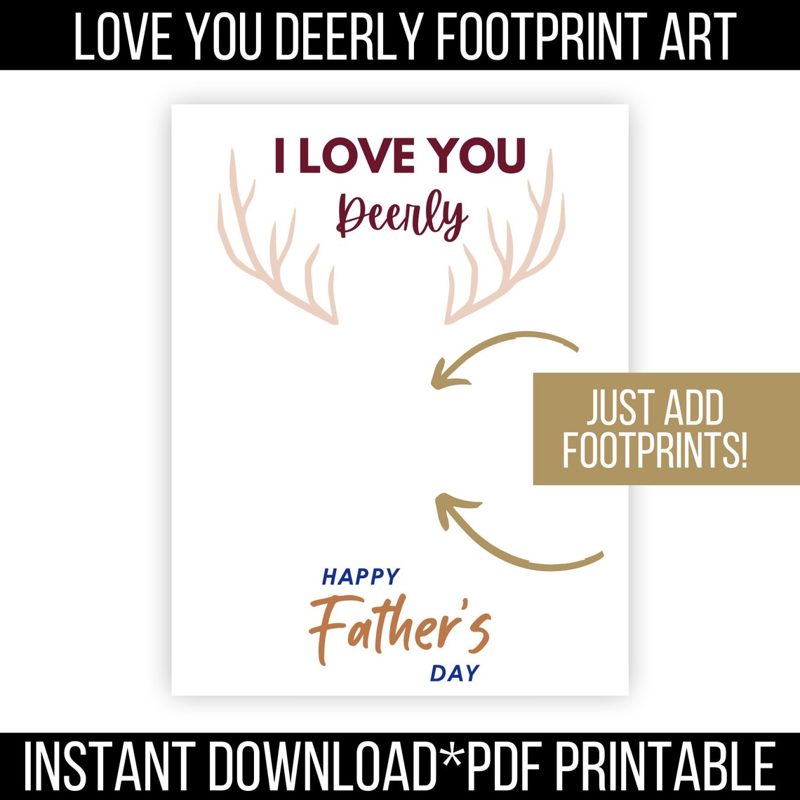Love You Deerly Footprint Craft for Fathers Day - Etsy