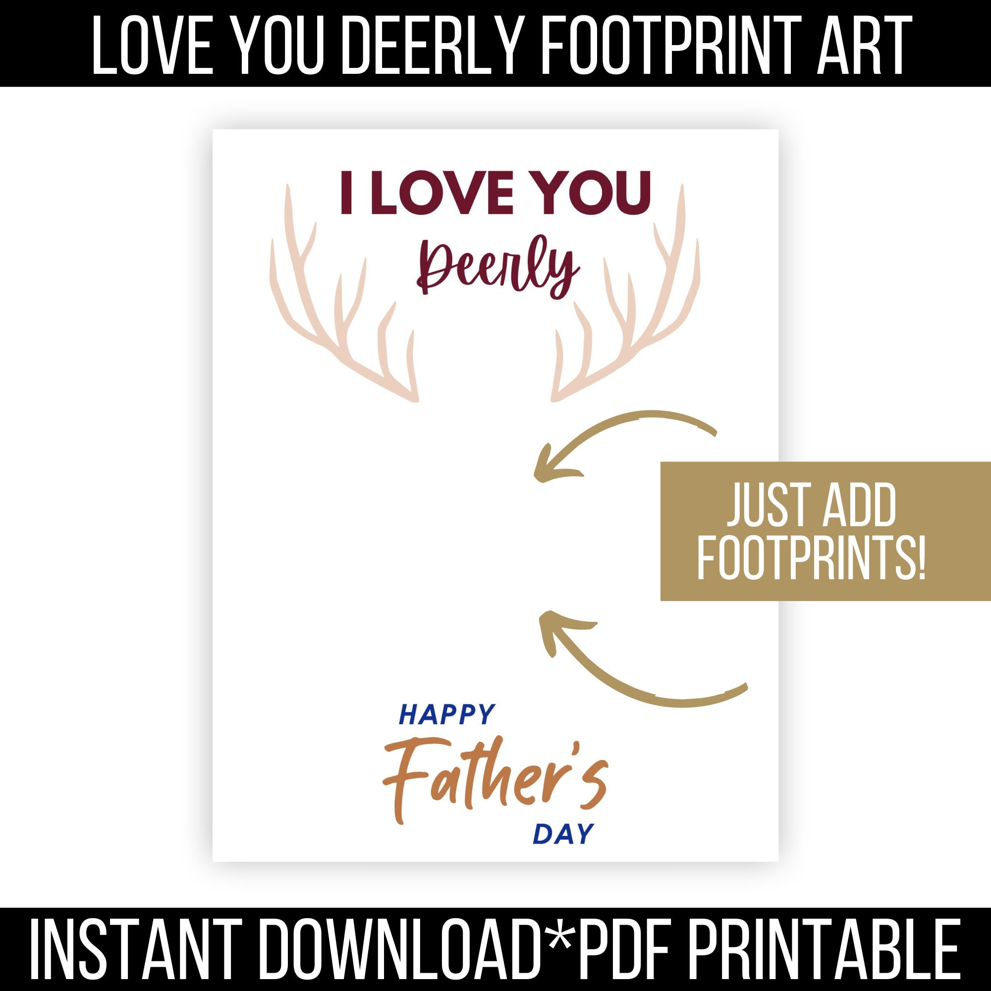 Love You Deerly Footprint Craft for Fathers Day - Etsy