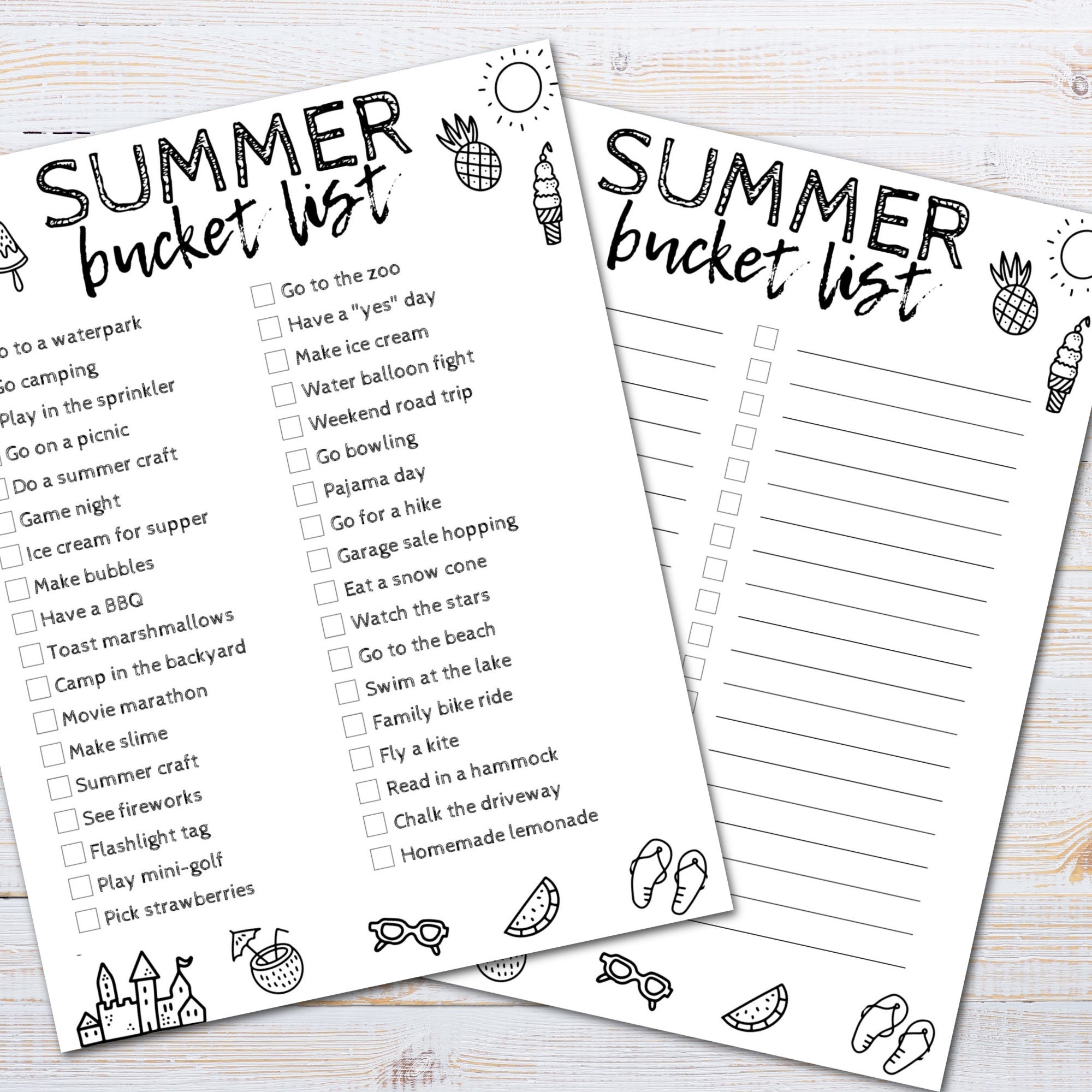 SUMMER BUCKET LIST Printable,things to Do Checklist,summer Checklist ...