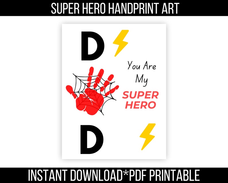 Fathers Handprint Craft Printable, Super Hero Themed - Etsy