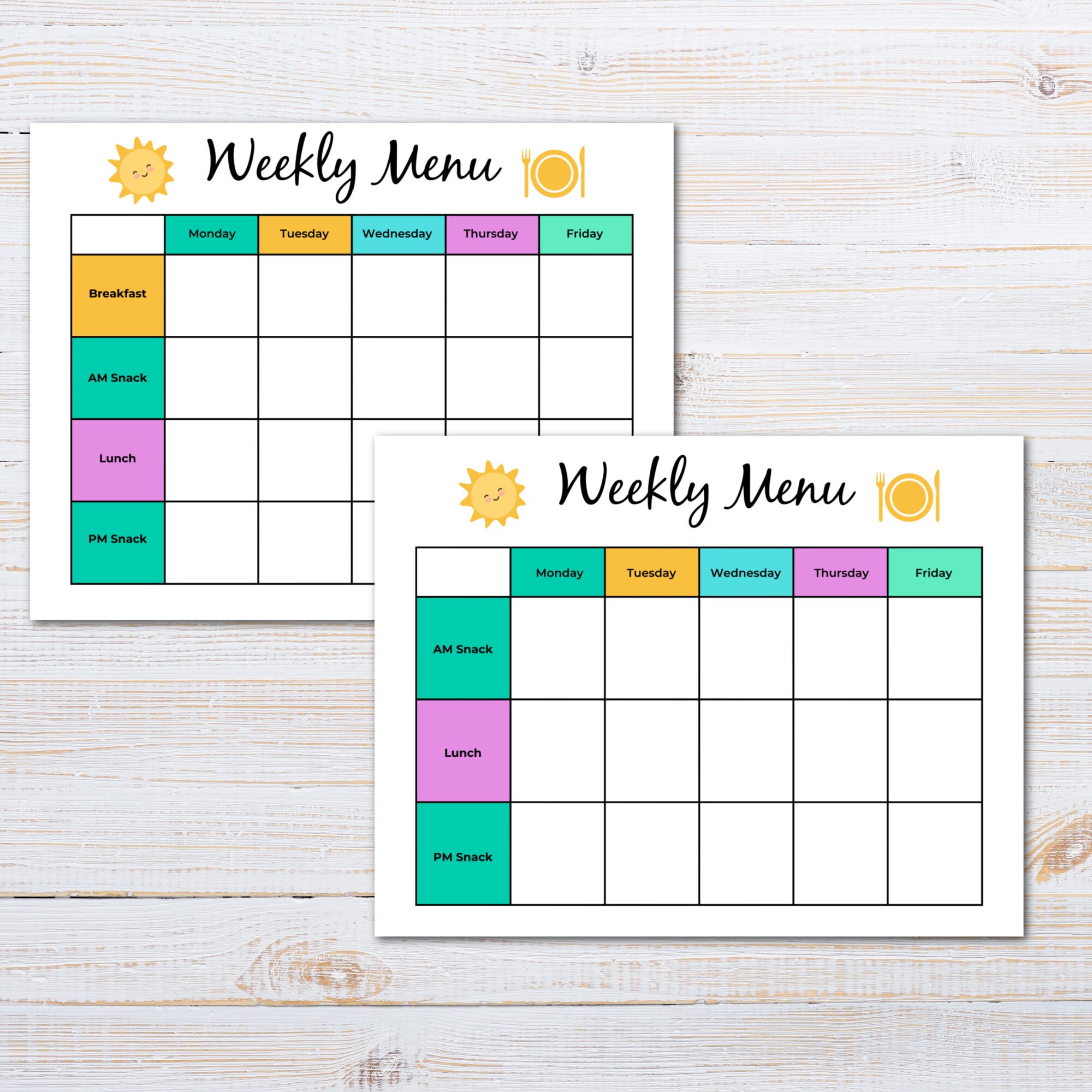 Daycare Menu Template Printable | Weekly Menu for Daycare | Home ...
