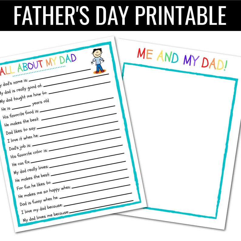 FATHER'S DAY GIFT All About My Dad Printable kids - Etsy Australia