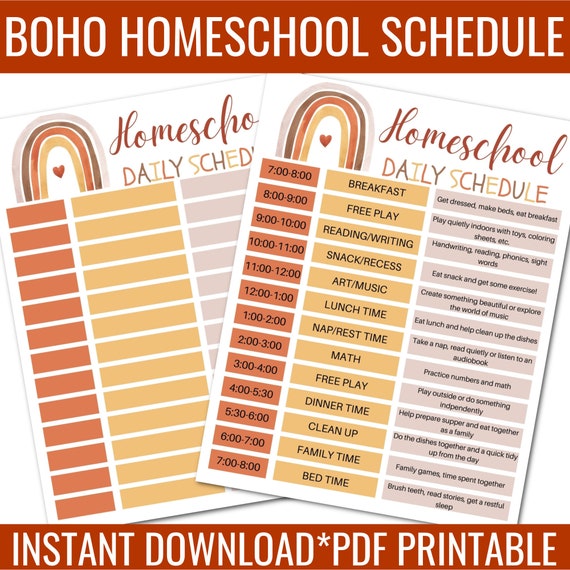 BOHO HOMESCHOOL SCHEDULE Printablehomeschool Planner - Etsy