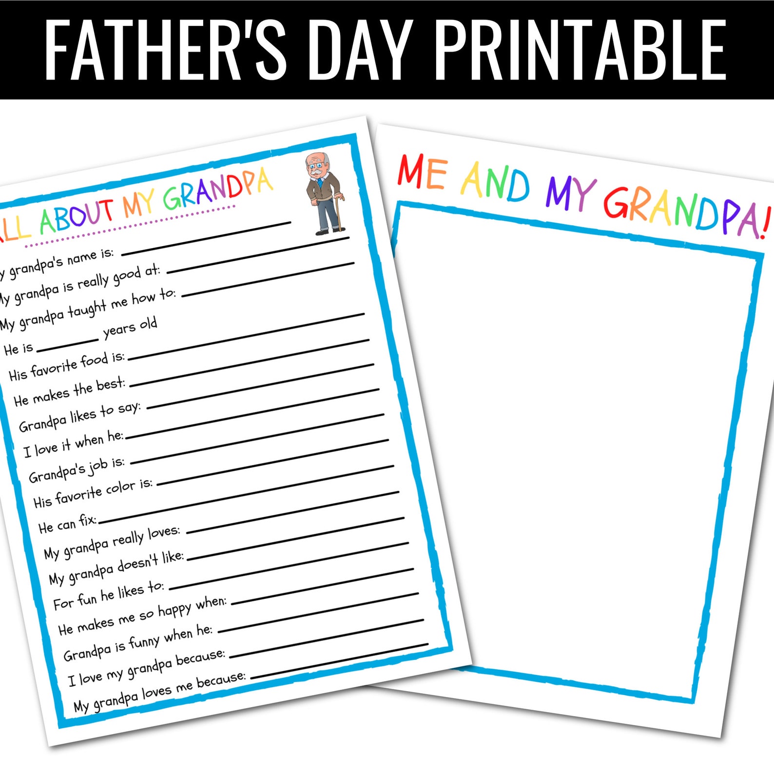 FATHER'S DAY Gift | All About My Grandpa INSTANT Download | |kids ...