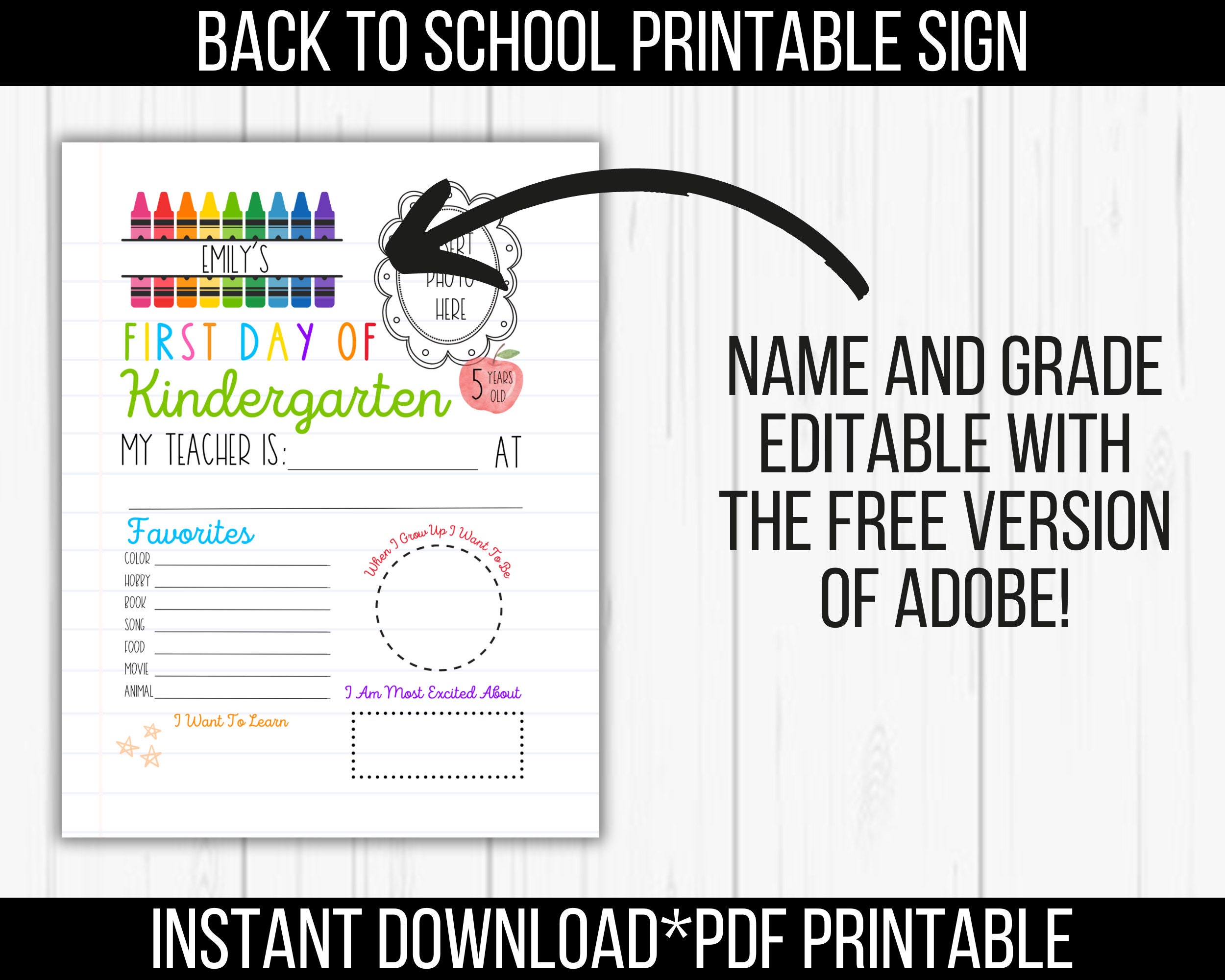 Editable First Day of School Sign, Last Day of School, Kids Printable ...