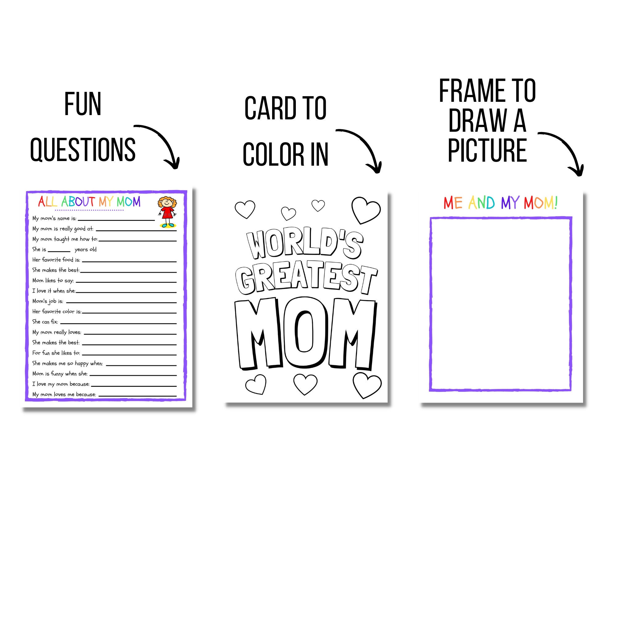 All About My Mom INSTANT DOWNLOAD | Printable Mom Gift | Mother's Day ...