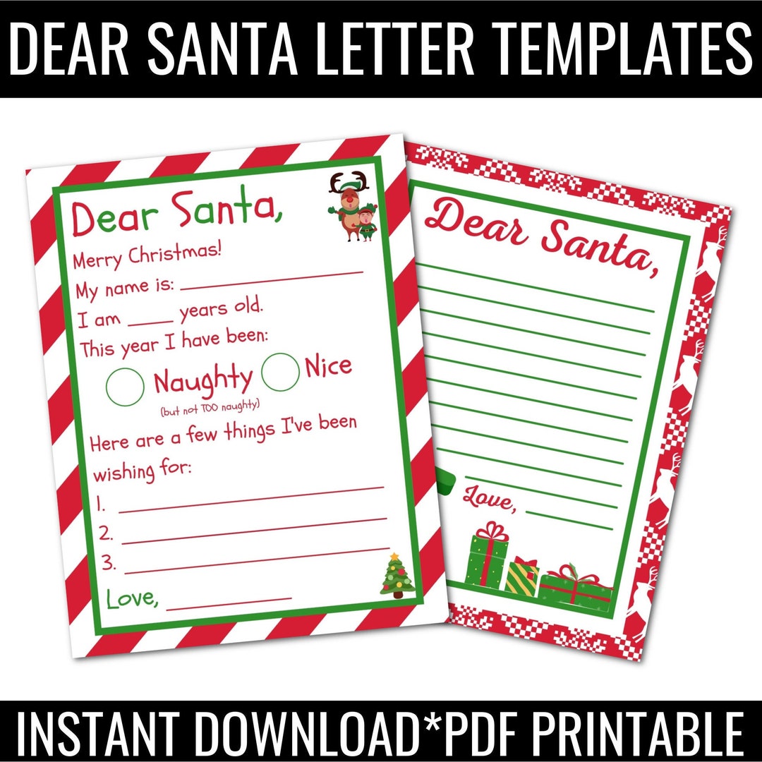 Printable Letter to Santa Claus, Dear Santa Letter Template, Santa ...