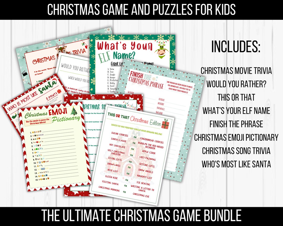 Printable Christmas Game Bundle for Kids and Families - Etsy