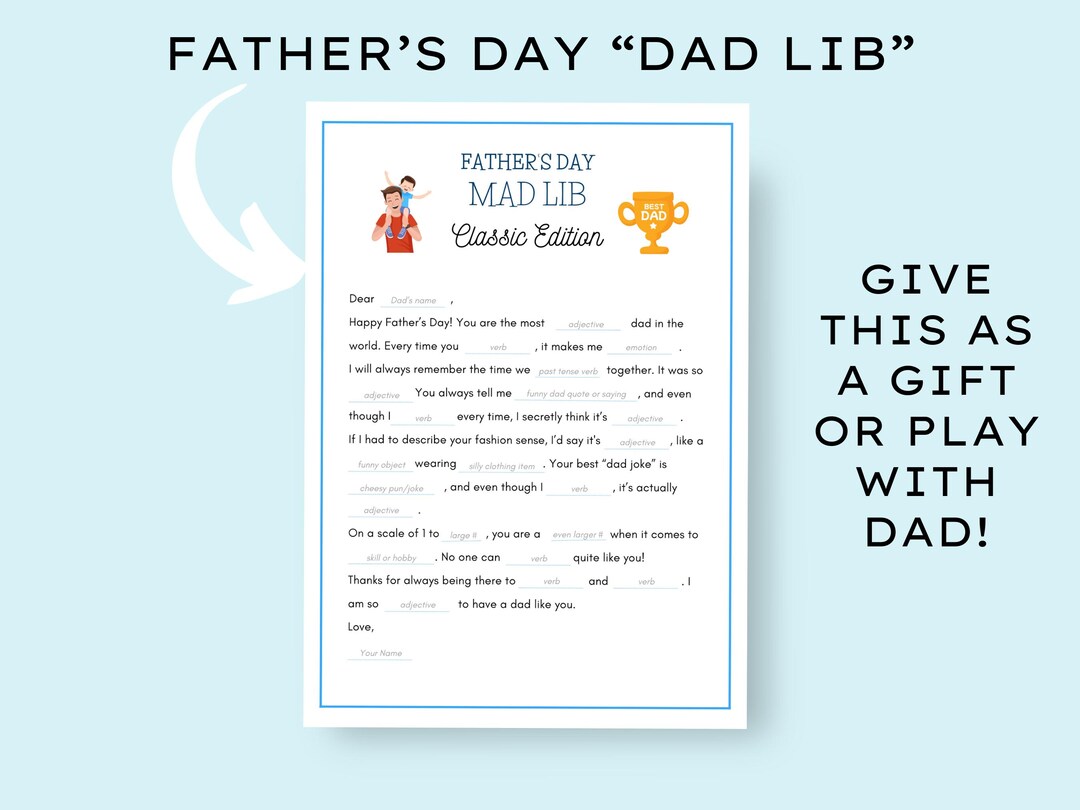 FATHER'S DAY GIFT | All About My Dad Printable | |kids Fathers Day ...