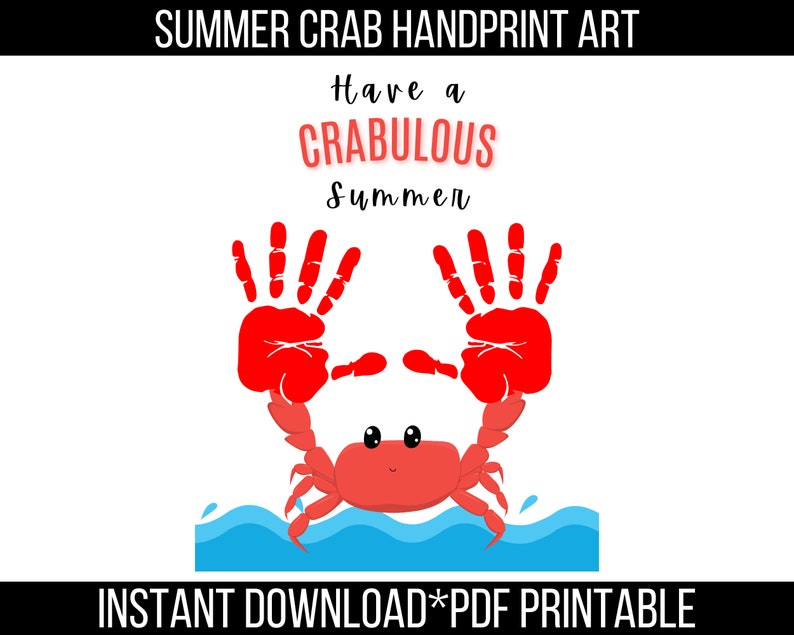 Summer Handprint Art With a Crab - Etsy