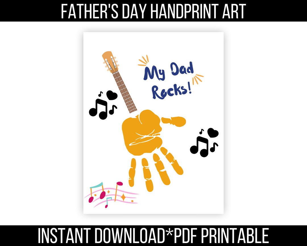 My Dad Rocks Handprint Craft for Fathers Day - Etsy UK