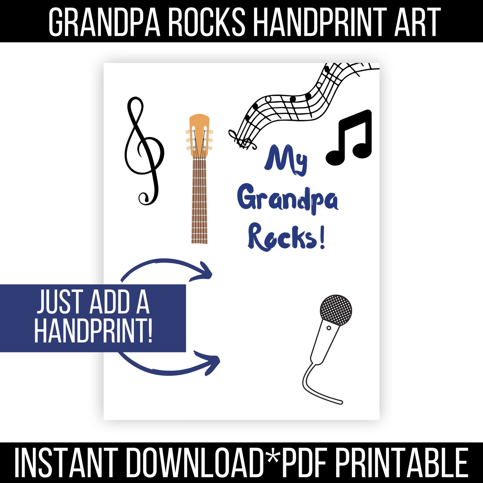 My Grandpa Rocks Handprint Craft for Fathers Day or Grandparents Day - Etsy