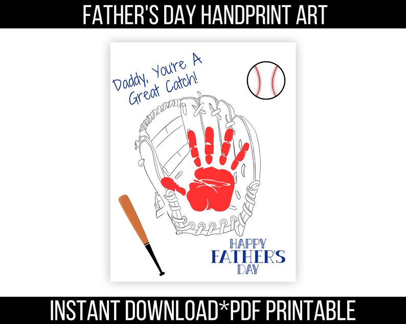 My Dad is a Great Catch Handprint Craft for Kids With Baseball Glove ...
