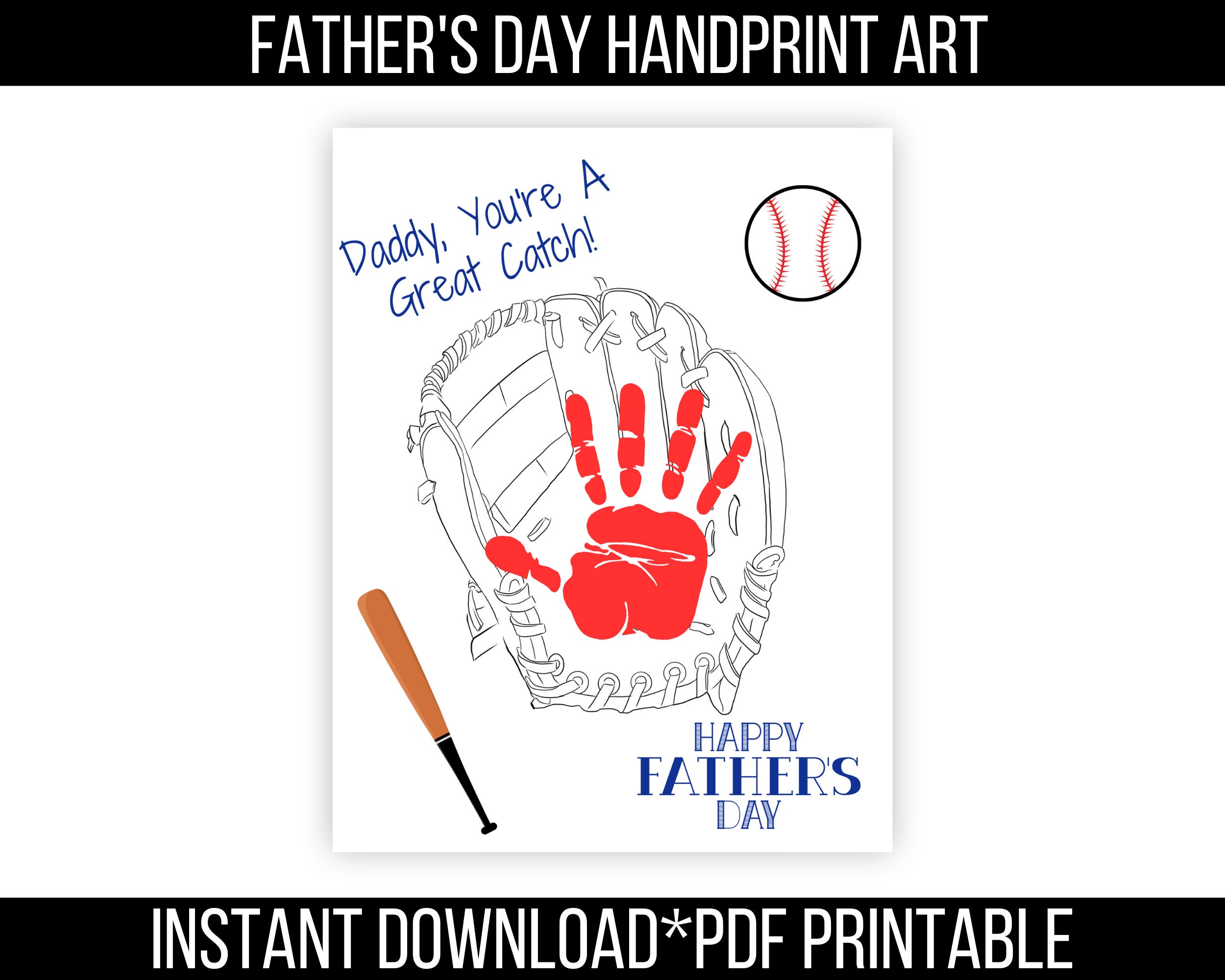 My Dad is a Great Catch Handprint Craft for Kids With Baseball Glove ...