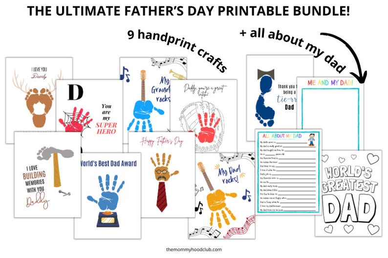 Ultimate Father's Day Printable Bundle - All About My Dad, Handprint ...