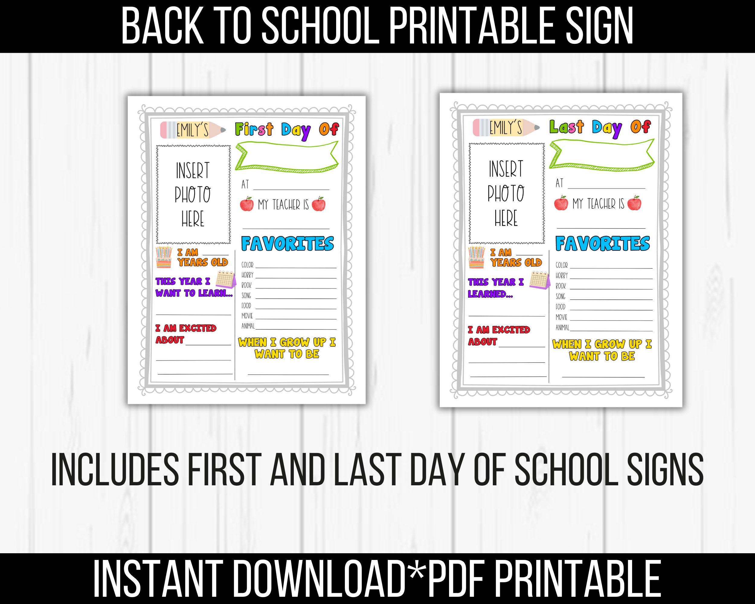 Editable Back to School Signs, First Day and Last Day of School ...