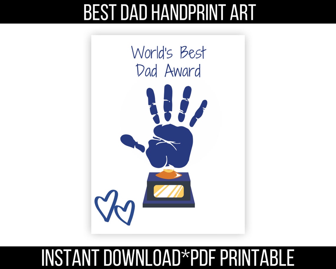 Fathers Day Handprint Craft Printable for Kids, Worlds Best Dad Award ...