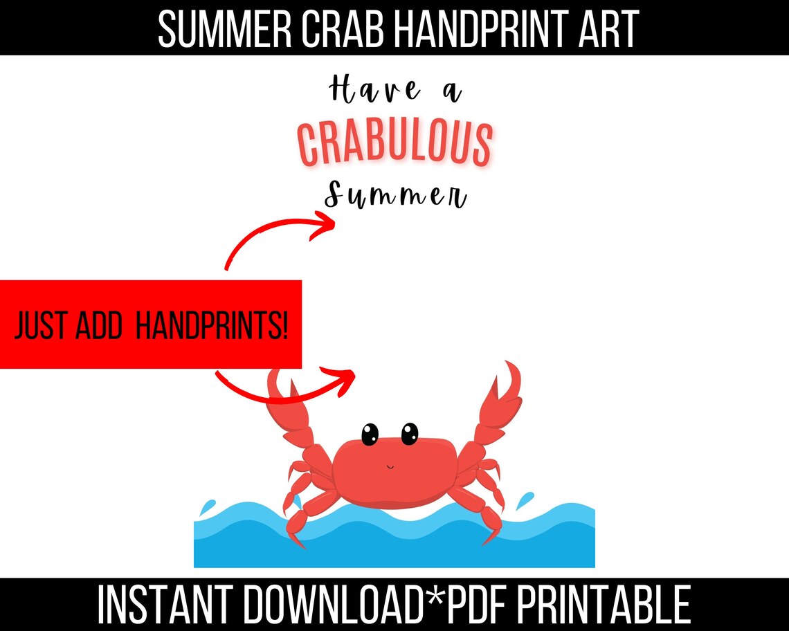 Summer Handprint Art With a Crab - Etsy