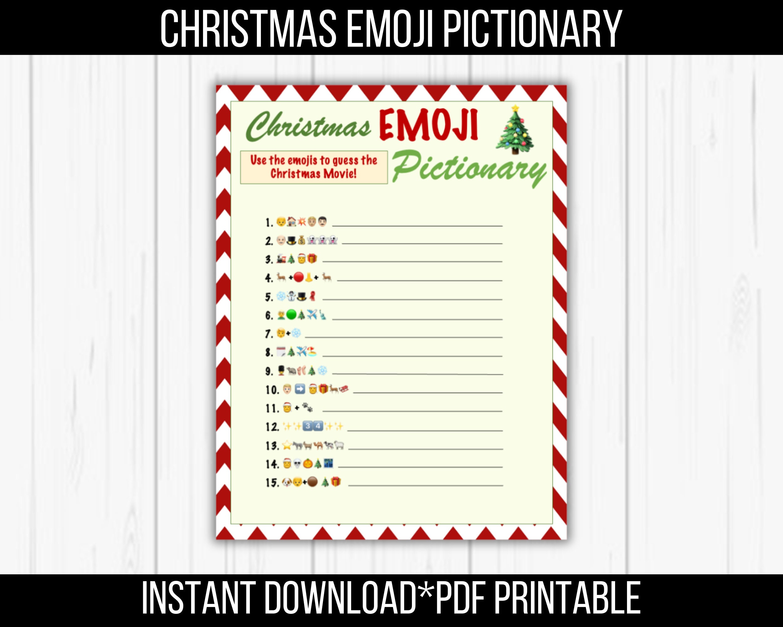 Christmas Emoji Pictionary Printable Game - Etsy