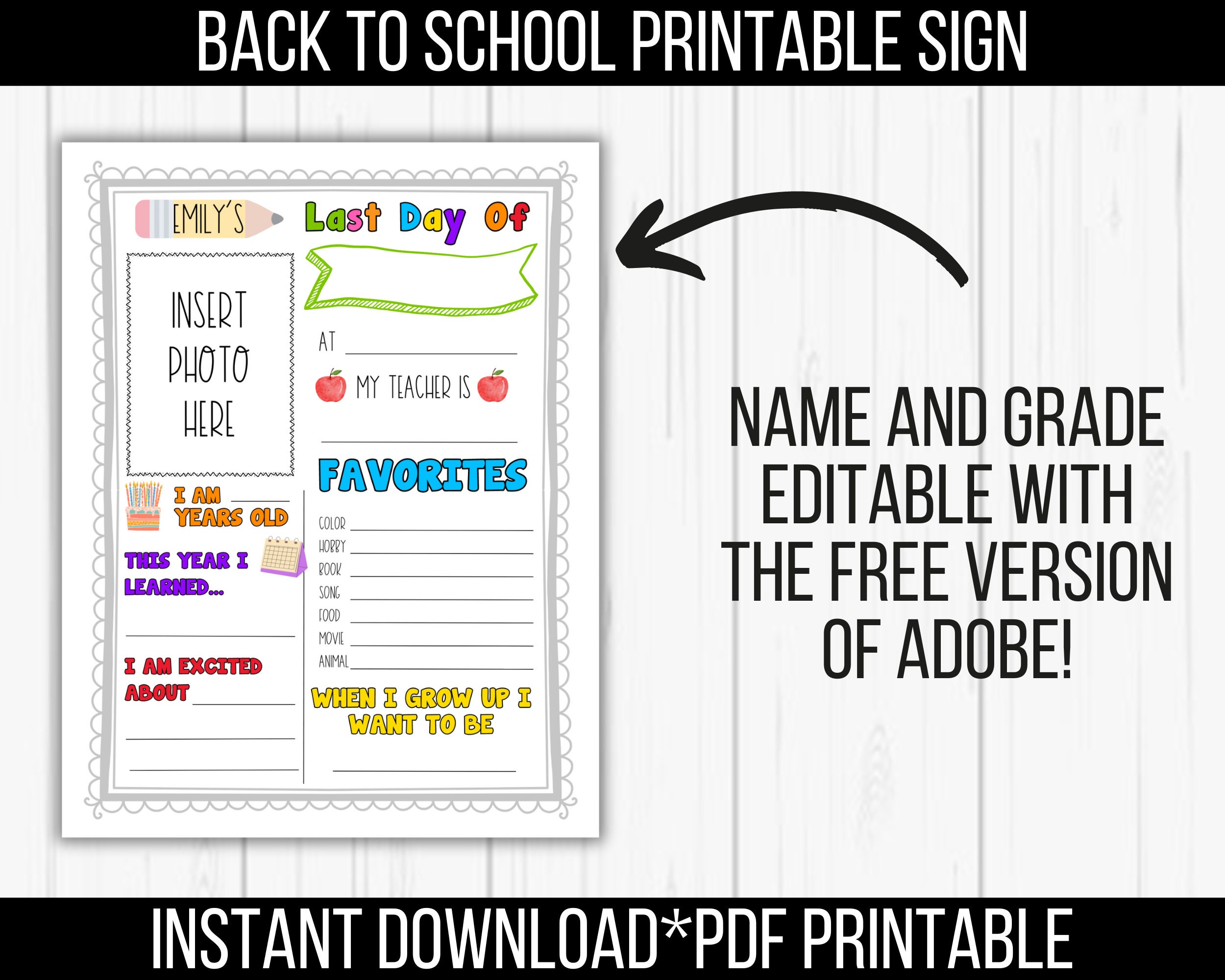 Editable Back to School Signs, First Day and Last Day of School ...