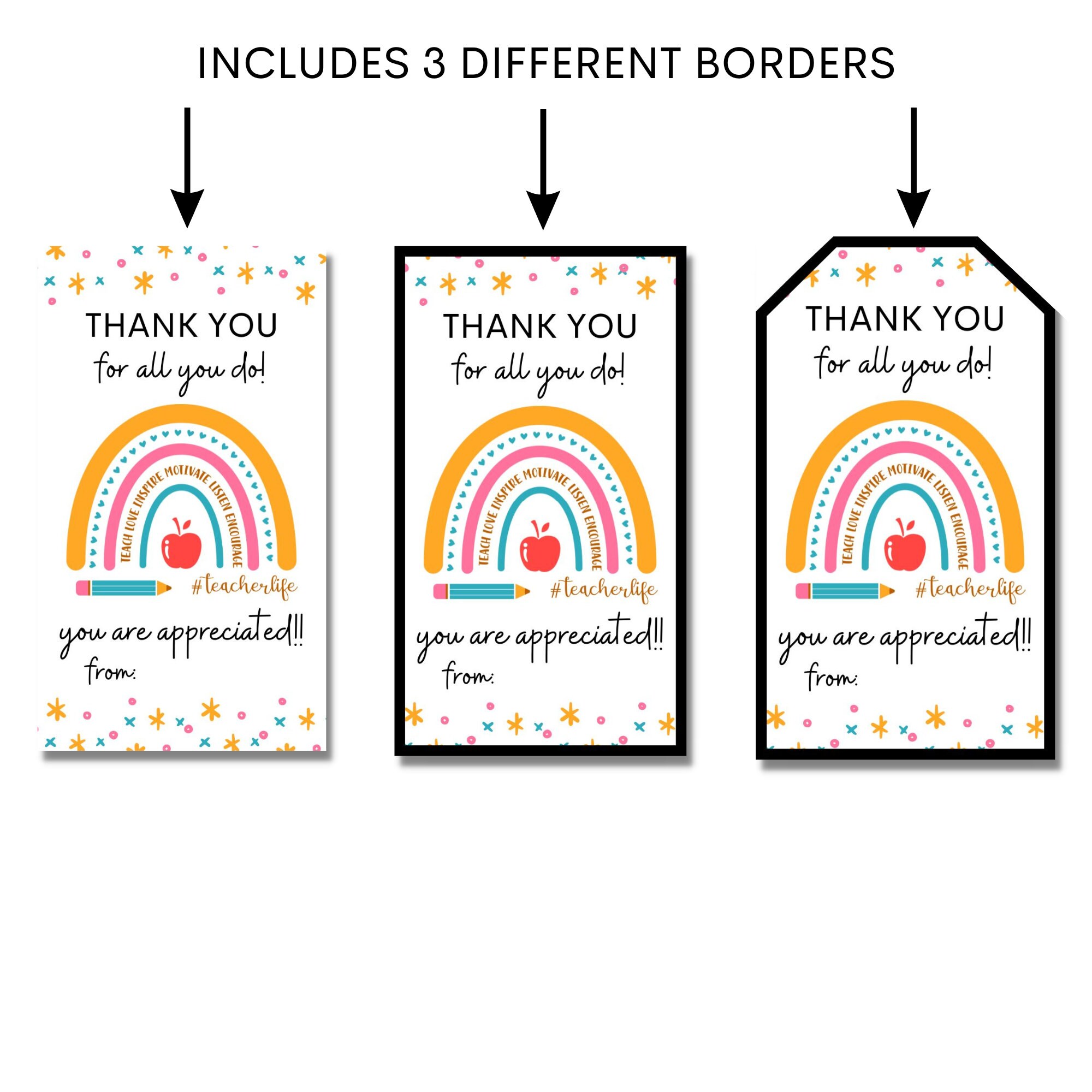 TEACHER GIFT TAG | Teacher Appreciation Gift Tag | Teacher End of Year ...