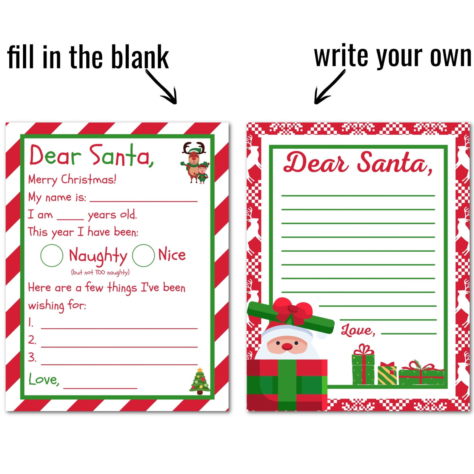 Printable Letter to Santa Claus, Dear Santa Letter Template, Santa ...