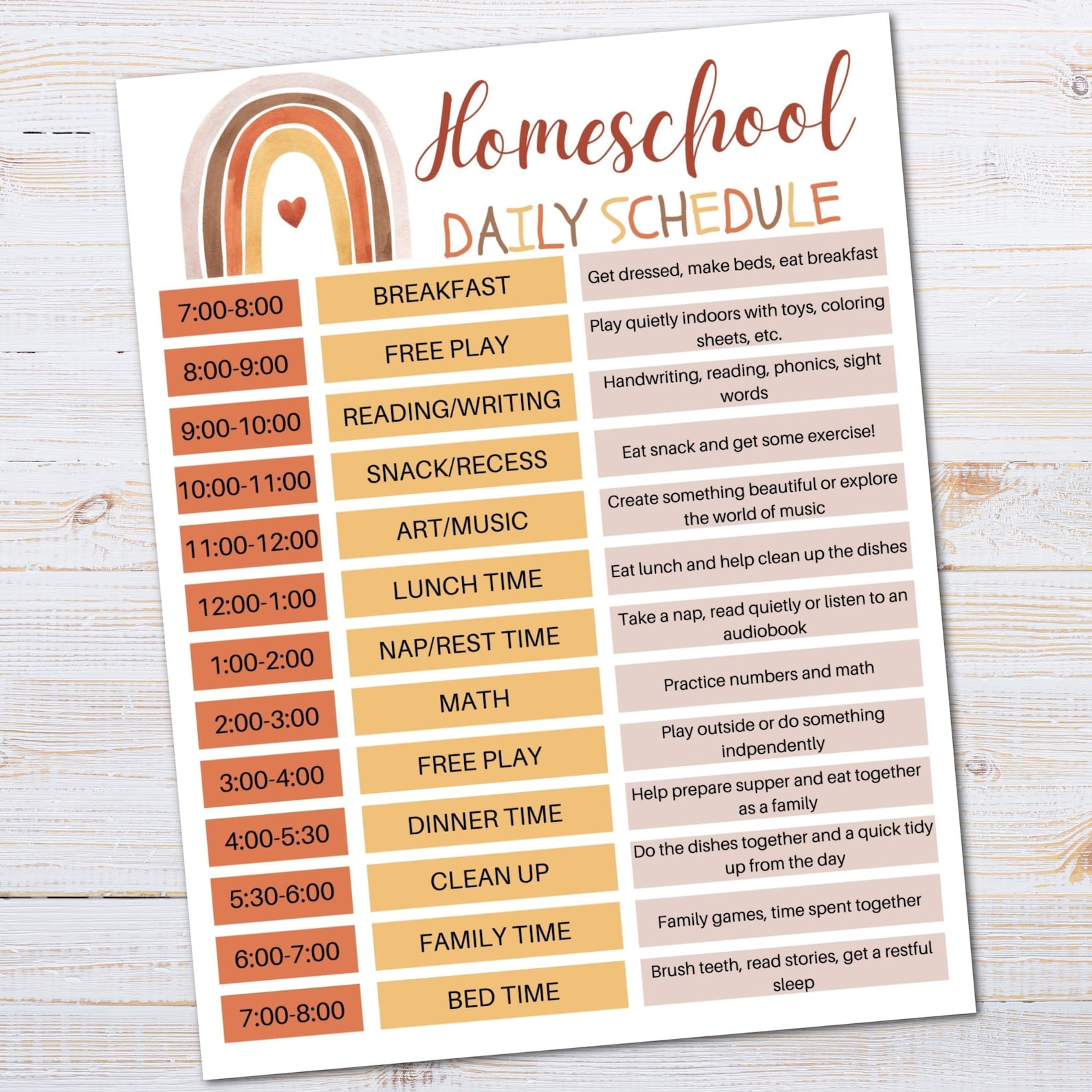 BOHO HOMESCHOOL SCHEDULE Printable,homeschool Planner Schedule,daily ...