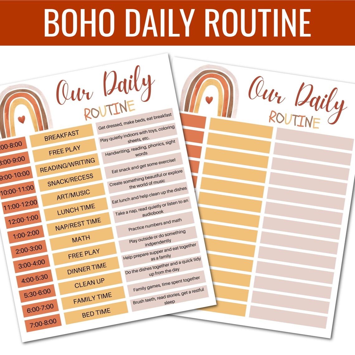 Boho Toddler Schedule Kids Daily Schedule Printable Daily - Etsy