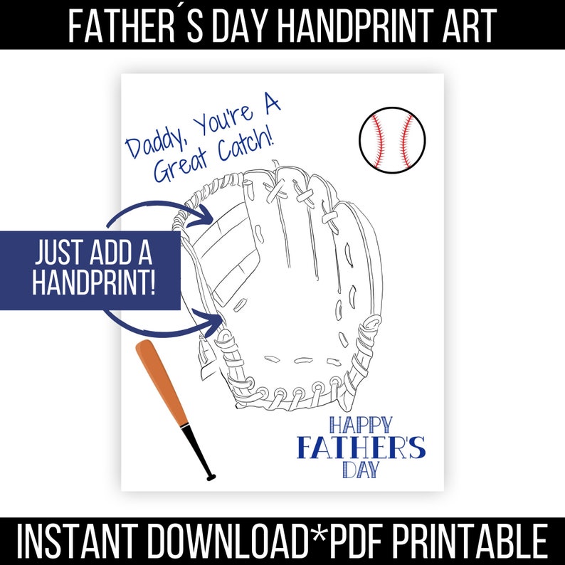 My Dad is a Great Catch Handprint Craft for Kids With Baseball Glove ...