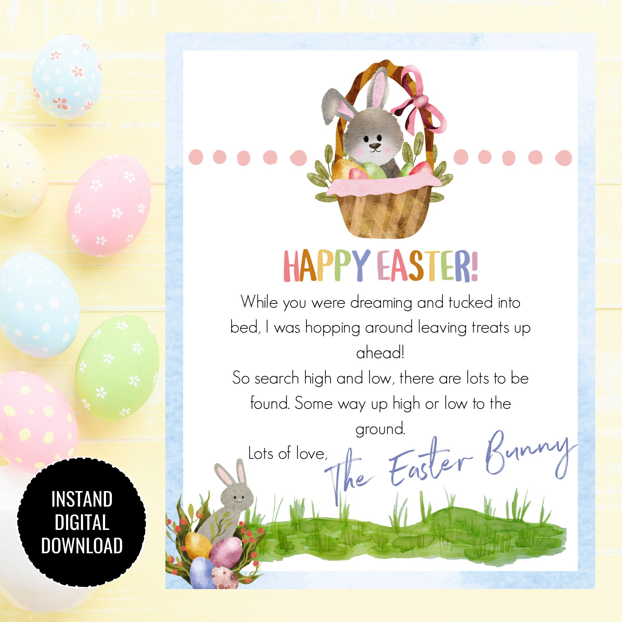 Printable Letter From the Easter Bunny, Hoppy Easter Bunny Letter PDF ...