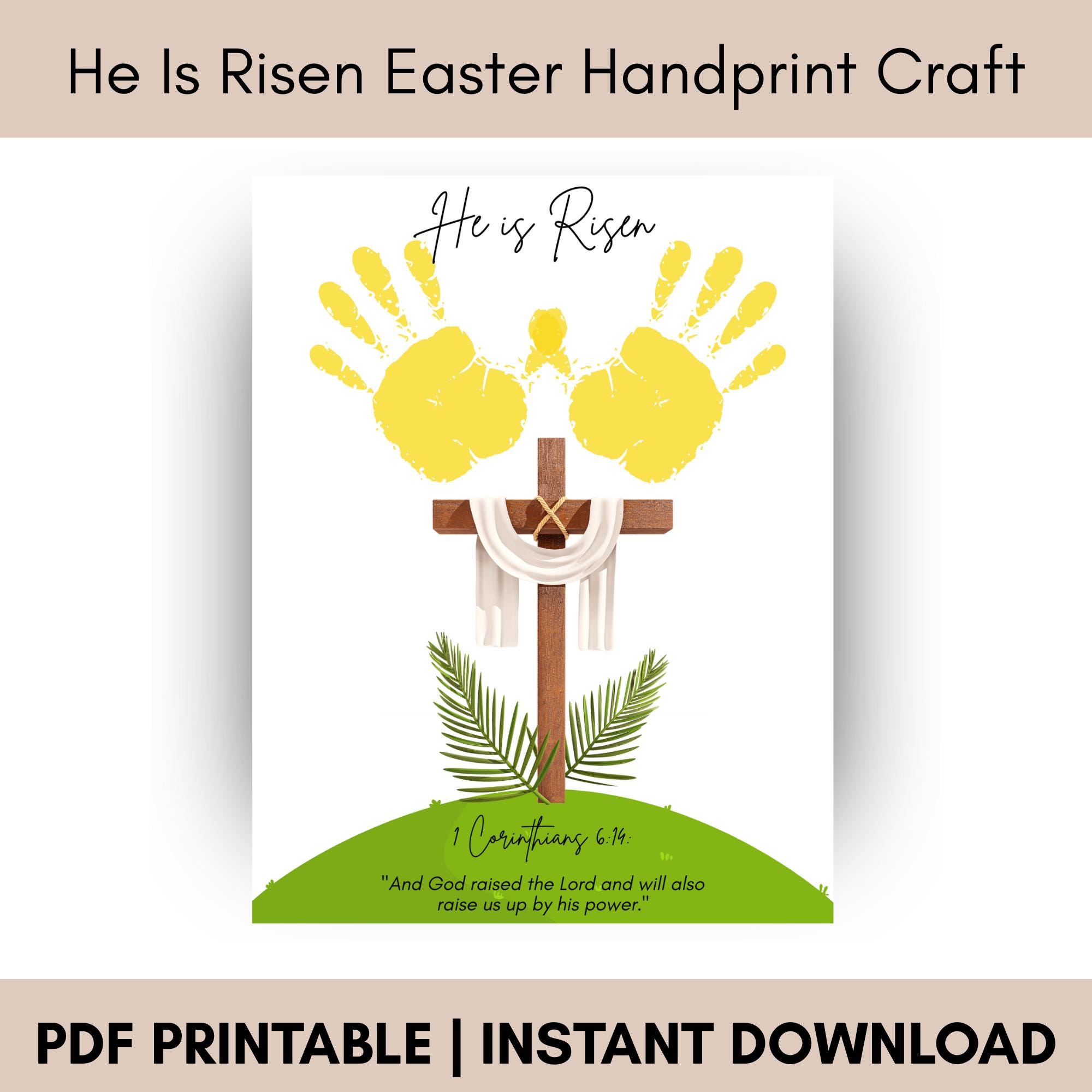He is Risen Easter Handprint Craft for Kids | Printable | Instant ...