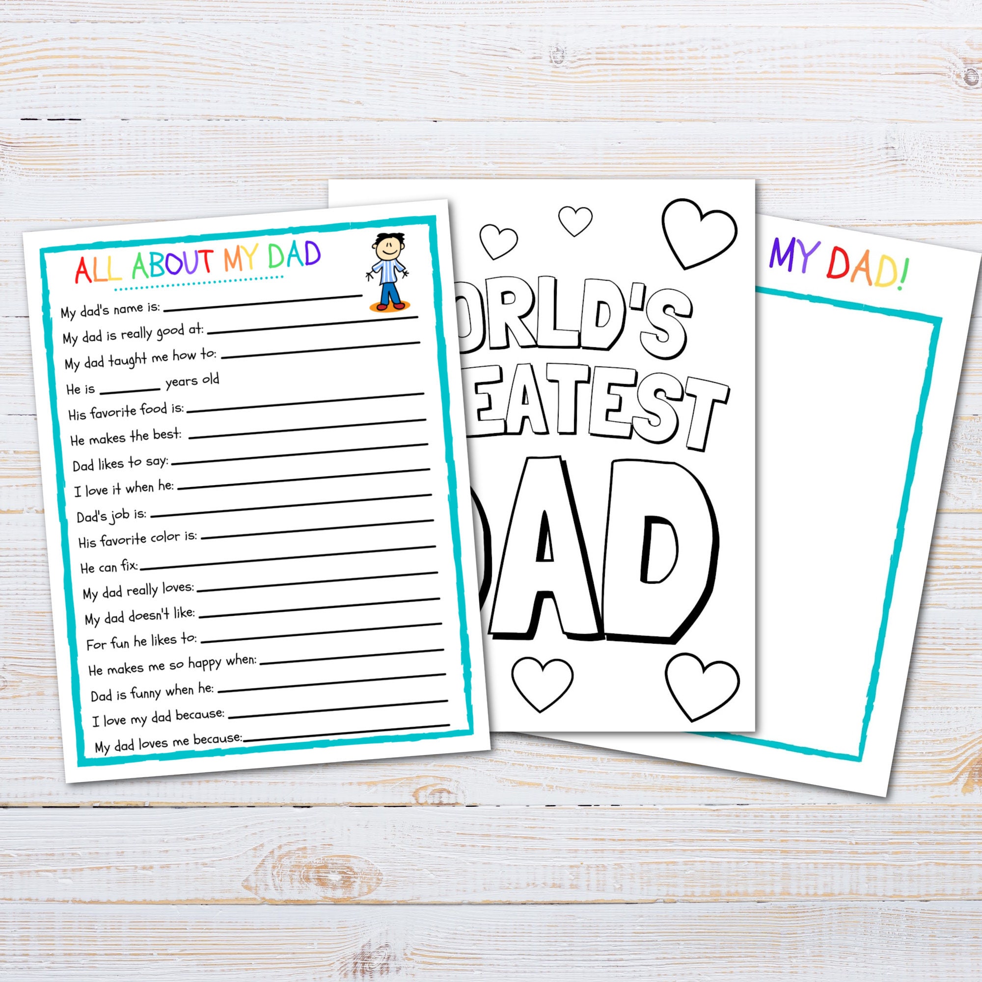 Father's Day BUNDLE All About My Dad INSTANT Download kids Fathers Day ...