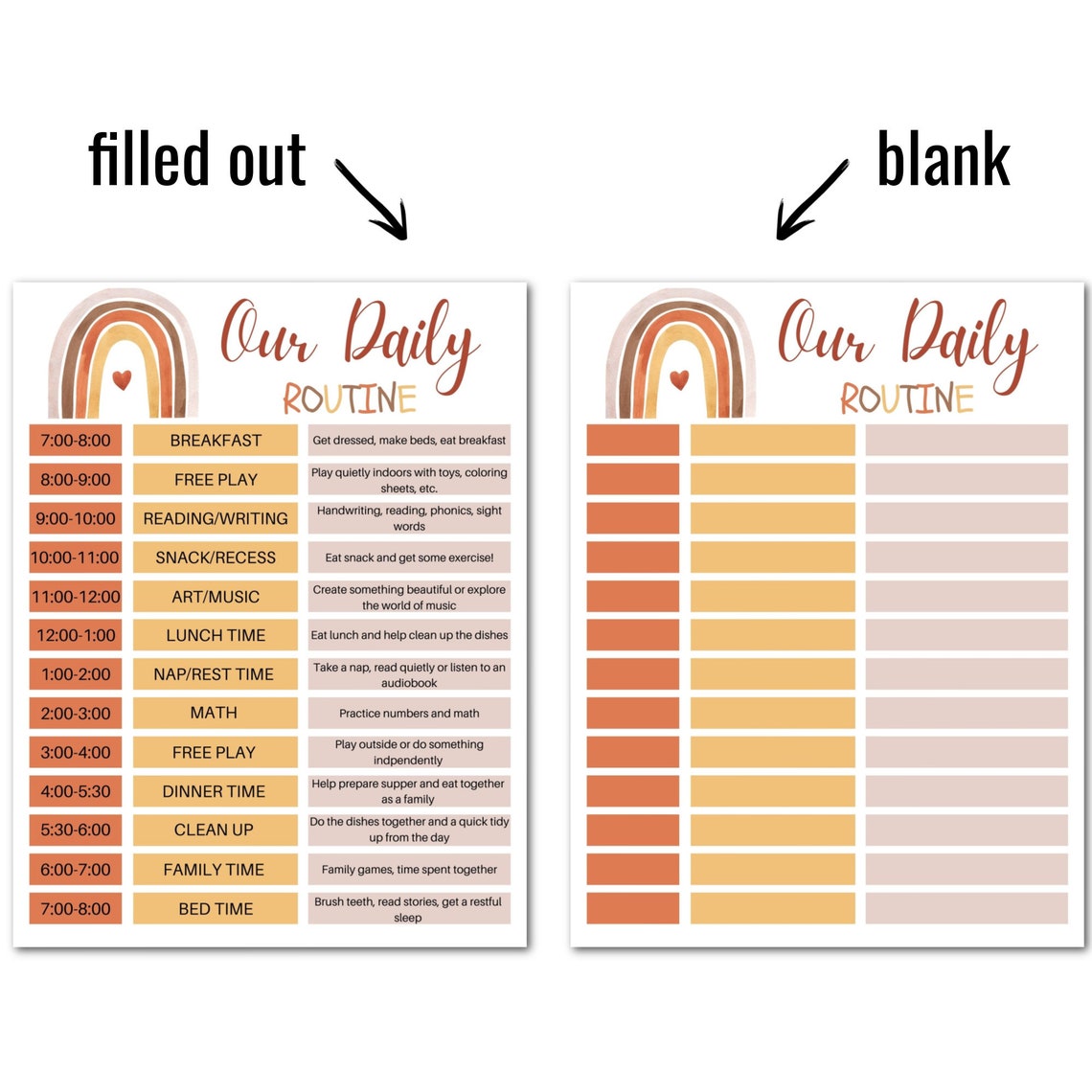 Boho Toddler Schedule Kids Daily Schedule Printable Daily - Etsy