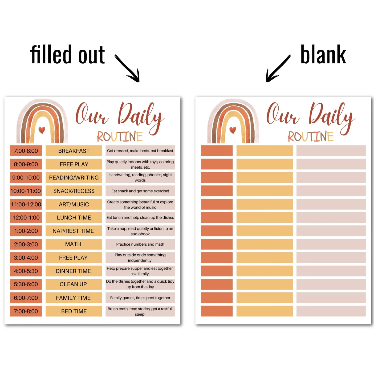 Boho Toddler Schedule Kids Daily Schedule Printable Daily Schedule ...