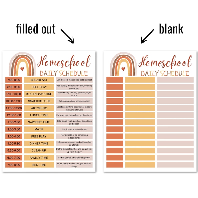 BOHO HOMESCHOOL SCHEDULE Printablehomeschool Planner - Etsy