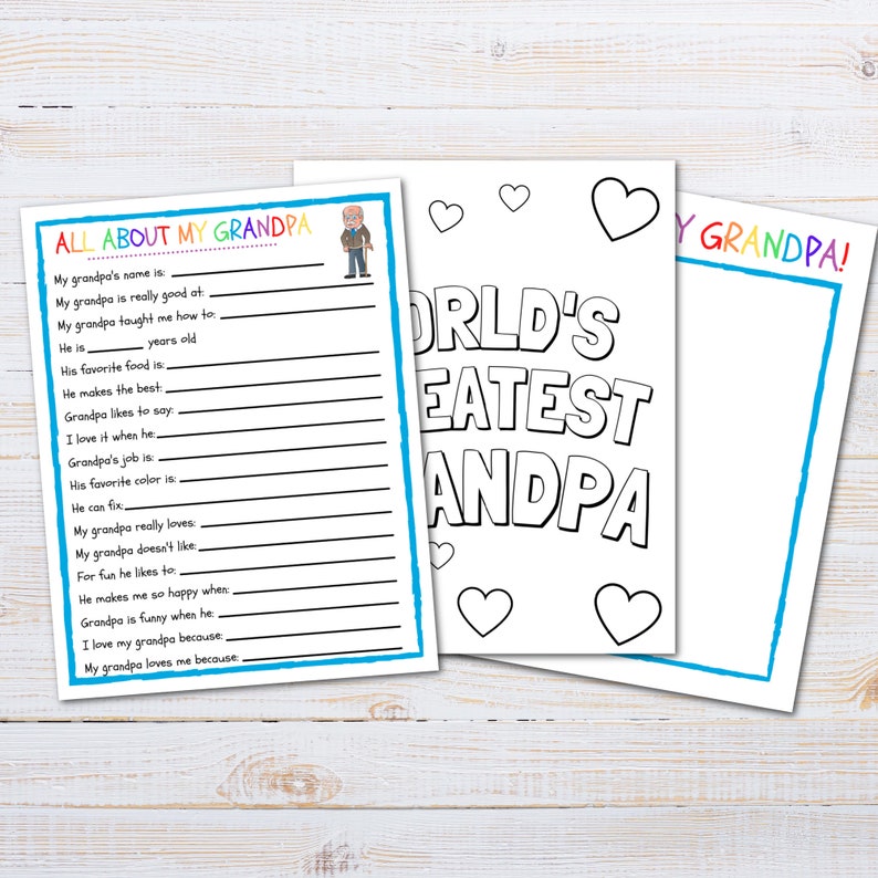 FATHER'S DAY Gift | All About My Grandpa INSTANT Download | |kids ...