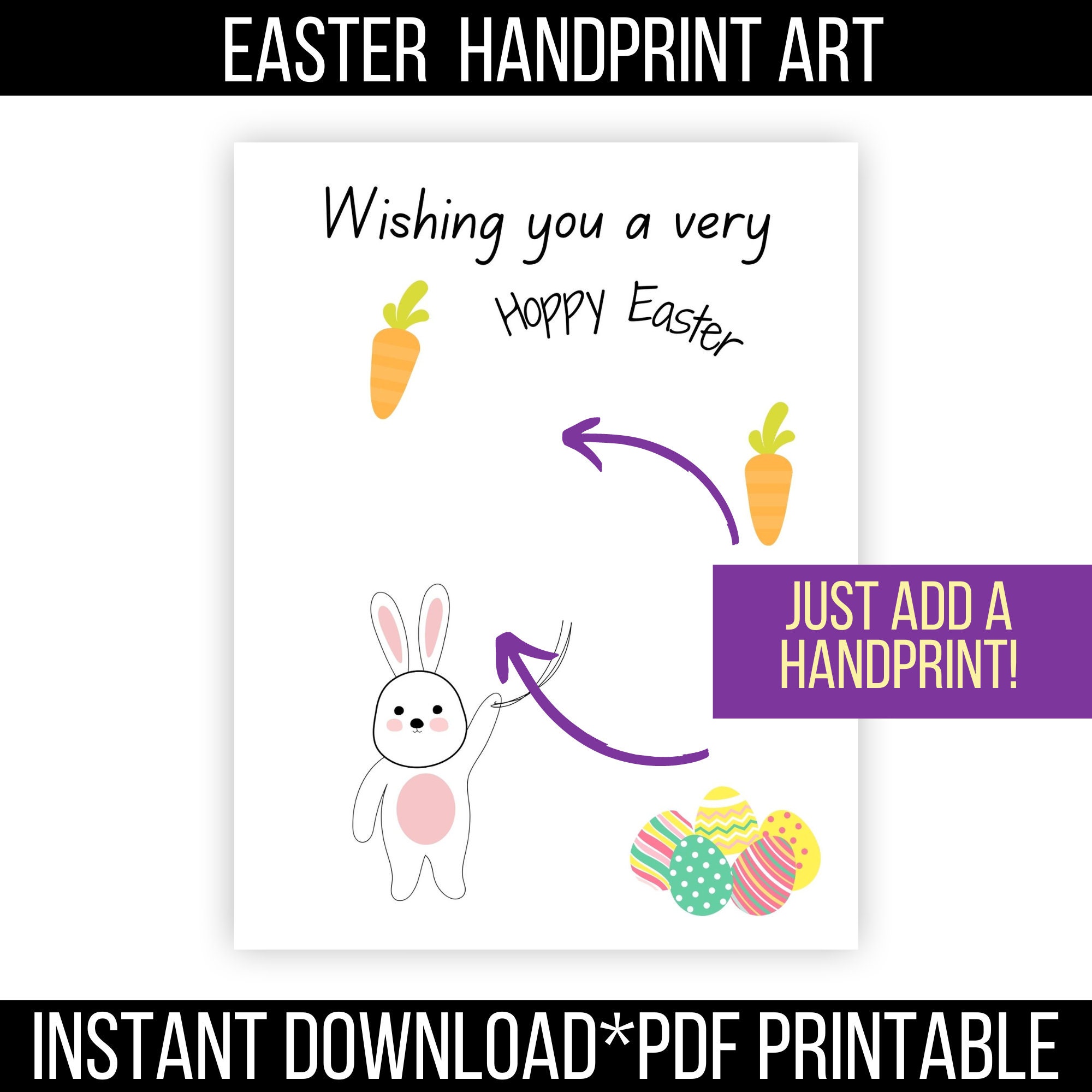 Hoppy Easter Handprint Craft Printable for Kids | Easter Bunny ...