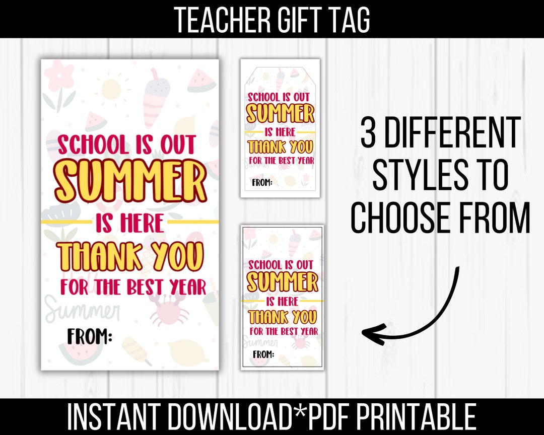 Teacher Gift Tag for End of School Gift, Teacher Appreciation, or Thank ...