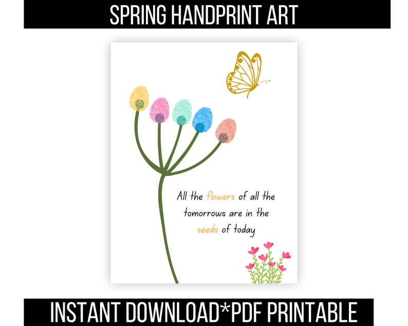 Spring Flower Fingerprint Art Printable for Kids - Etsy