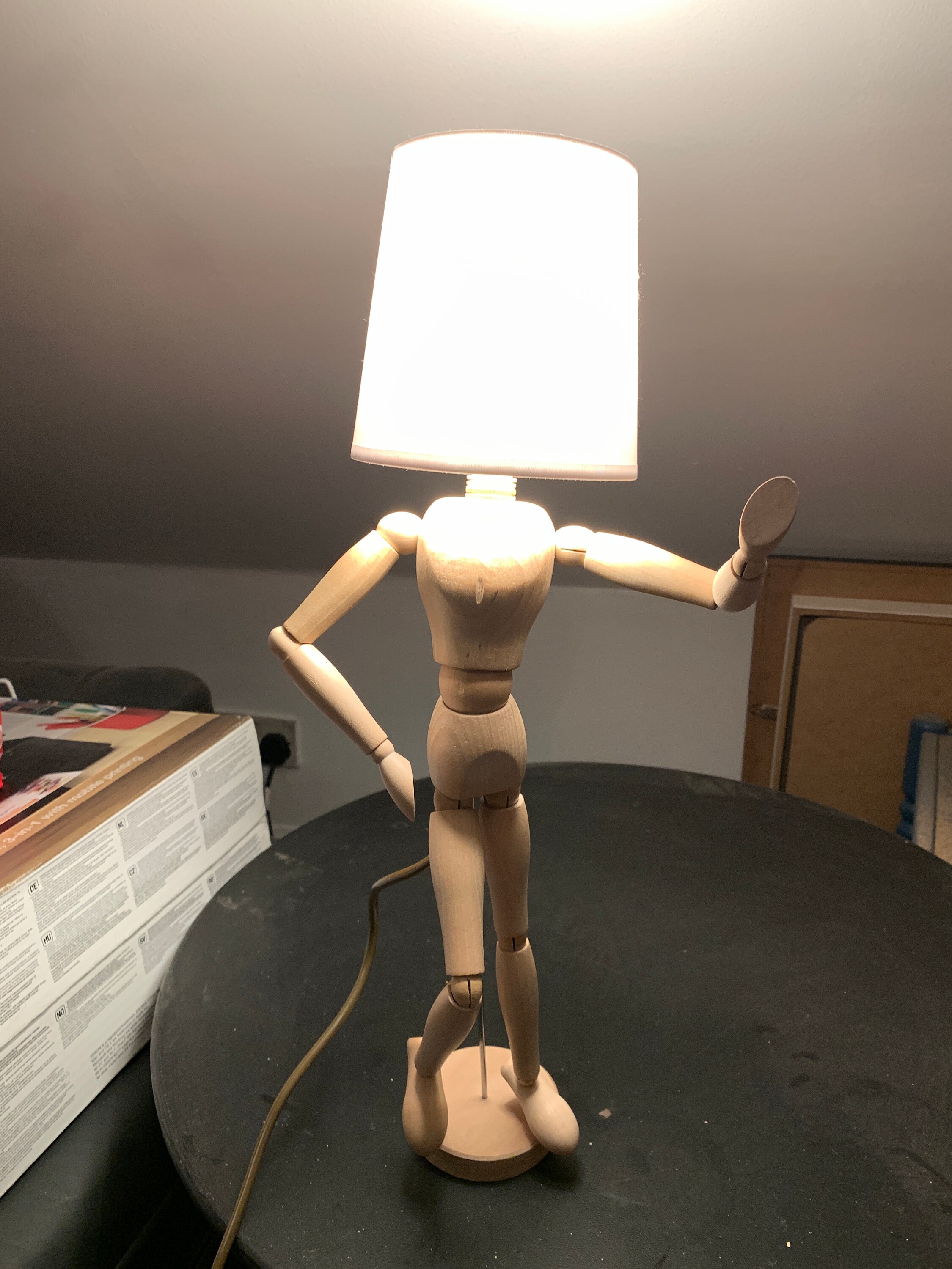Wooden Man Table Lamp Bedside Light Table Top Lighting - Etsy
