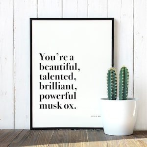 Parks and Rec - Leslie Knope Poster, "powerful Musk Ox" - Etsy